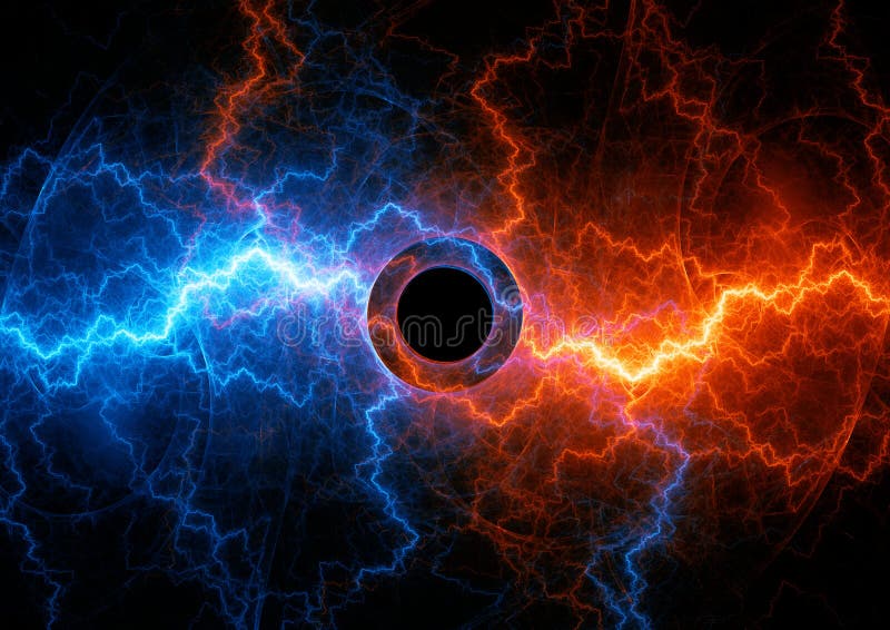 Fire and Ice Plasma Lightning Stock Illustration - Illustration of high ...