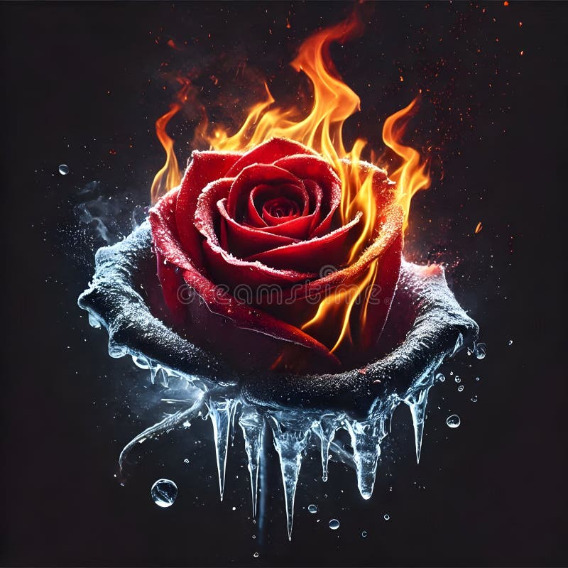 Fire and Ice Rose stock illustration. Illustration of portrait - 373683847