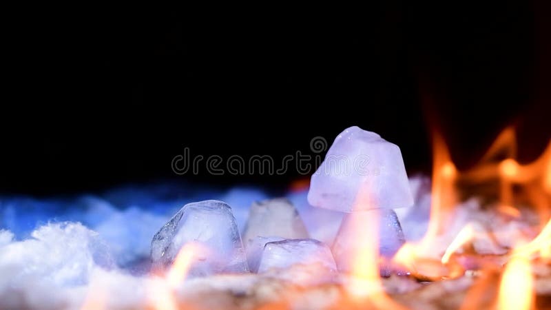 Fire Flame and Ice Cubes stock video. Video of abstract - 188615383