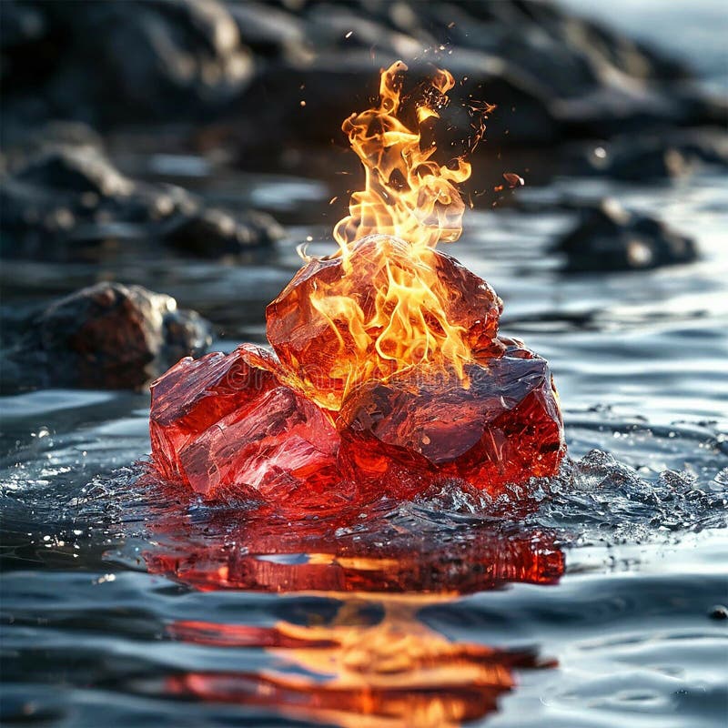 Fire, ice, water stock image. Image of petal, rock, plant - 351654927