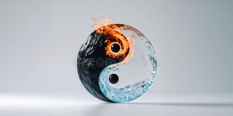 Fire and Ice Yin Yang Symbol Representing Opposing Forces Balancing ...