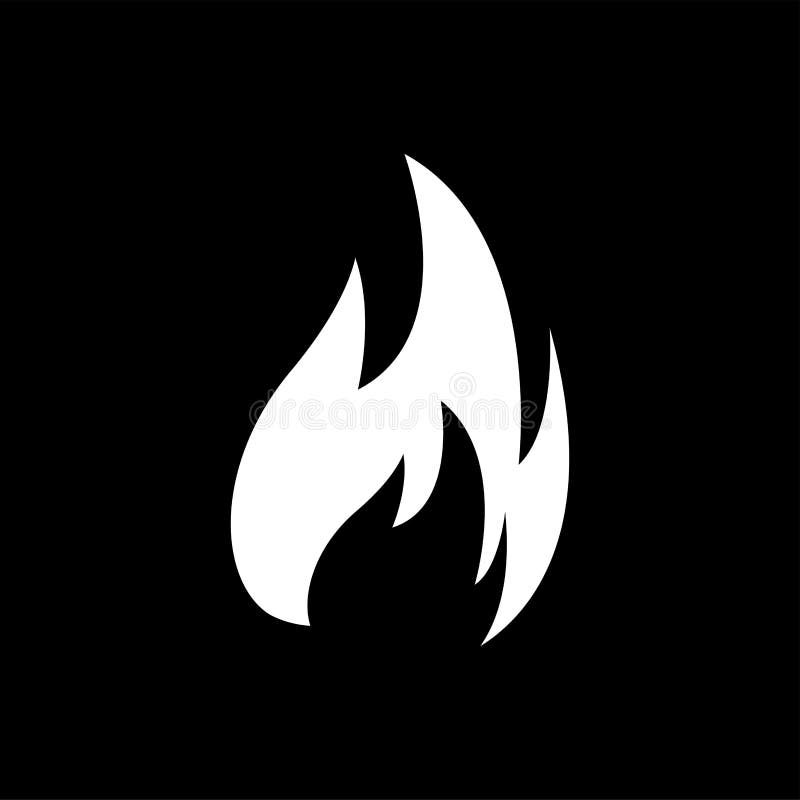 Fire Icon on Black Background. Black Flat Style Vector Illustration ...