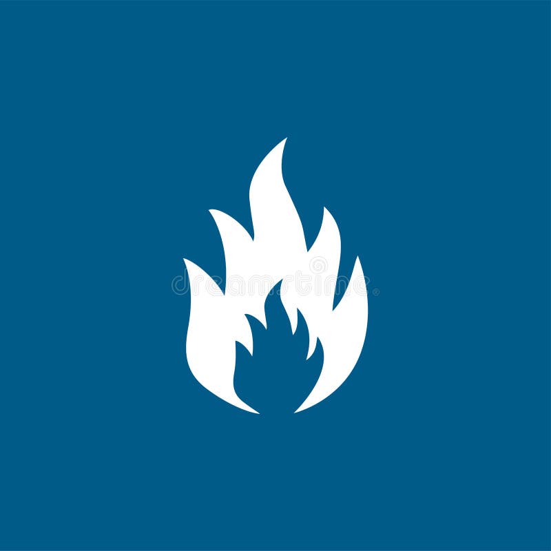 Fire Icon on Blue Background. Blue Flat Style Vector Illustration Stock ...