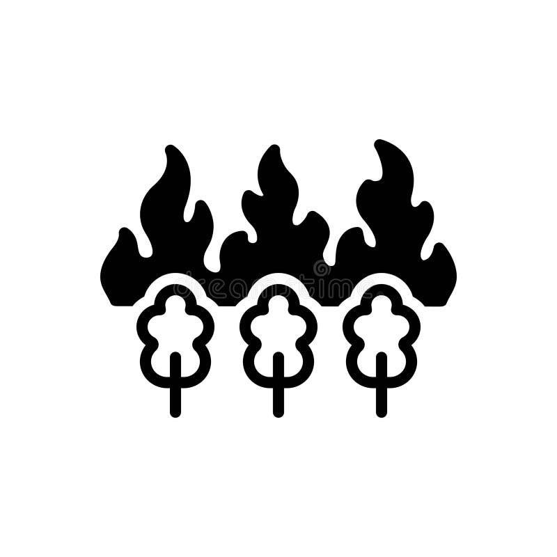Black Solid Icon for Fire, Conflagration and Danger Stock Illustration ...