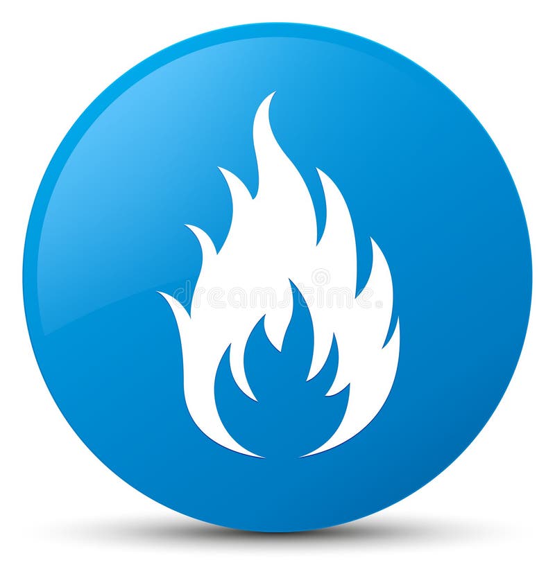 Fire Icon Cyan Blue Round Button Stock Illustration - Illustration of ...