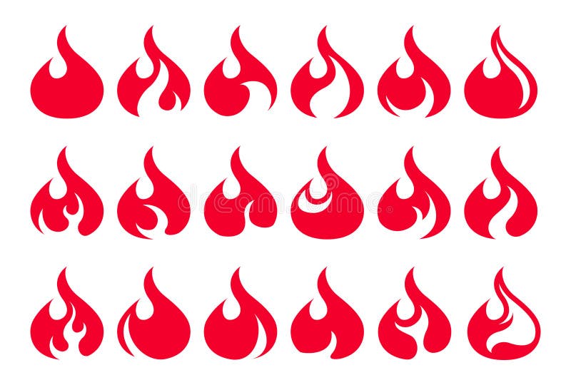 Fire Icon Set. Design Element Stock Vector - Illustration of flames ...