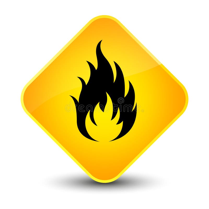 Fire Icon Elegant Yellow Diamond Button Stock Illustration ...