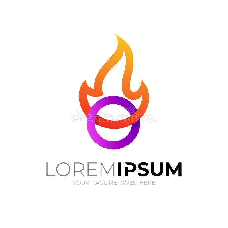 Fire Icon, Flame Logo with Line Design Combination Stock Vector ...
