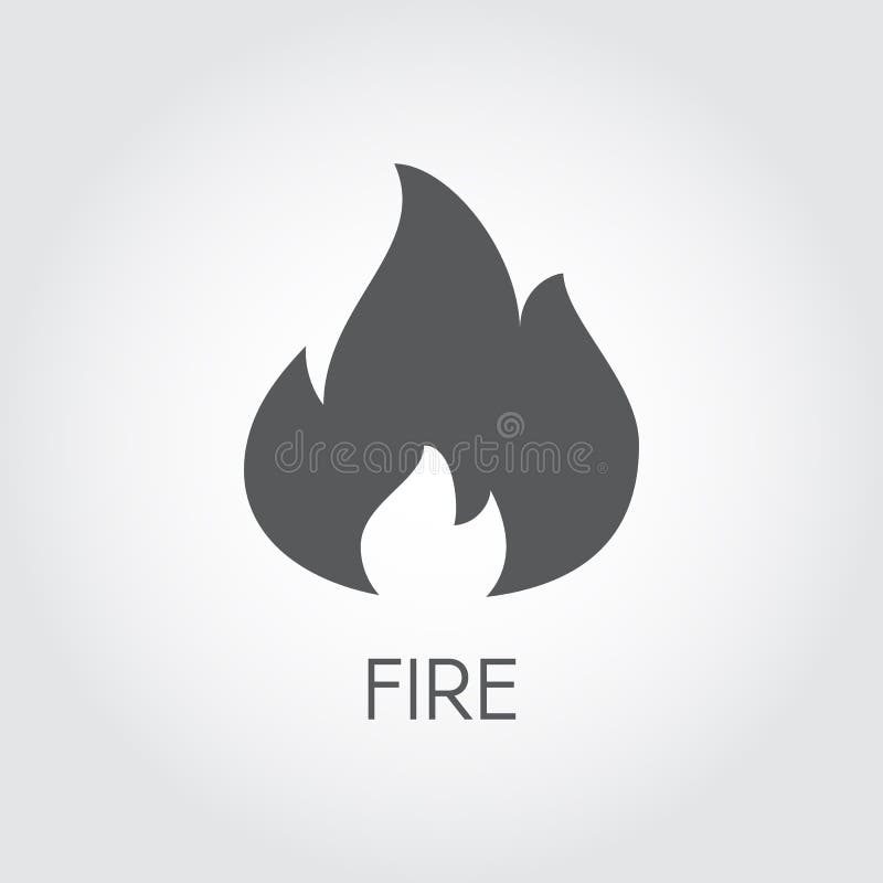 Fire Icon in Flat Style. Flame Gas Black Pictogram on Gray Background ...