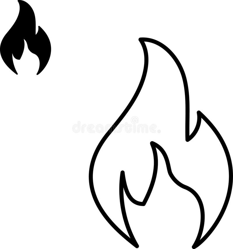 Fire Icon in Line Style, Flames, Flame of Shapes, Bonfire Flat Vector ...