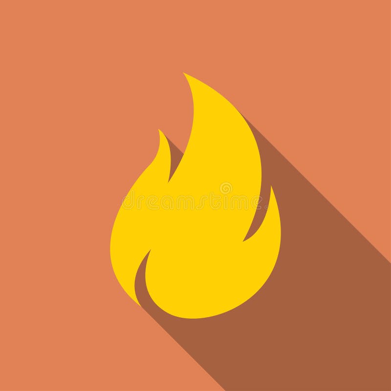 Fire Icon with Long Shadow in a Flat Design Stock Illustration ...
