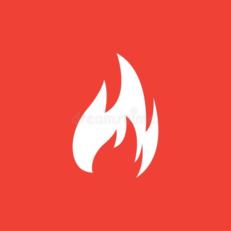 Fire Icon on Red Background. Red Flat Style Vector Illustration Stock ...