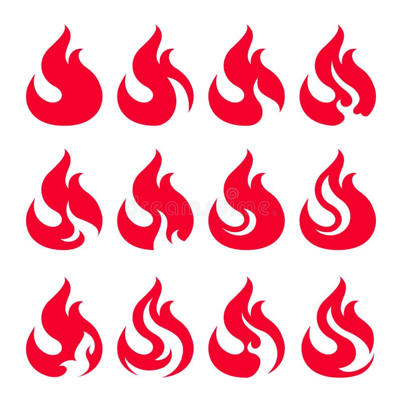 Fire Icon Set. Design Element Stock Vector - Illustration of danger ...