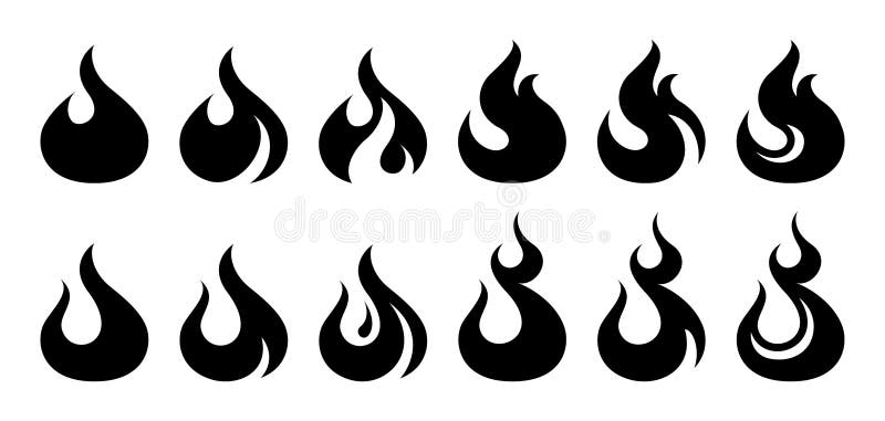 Fire Icon Set. Design Element Stock Vector - Illustration of conceptual ...