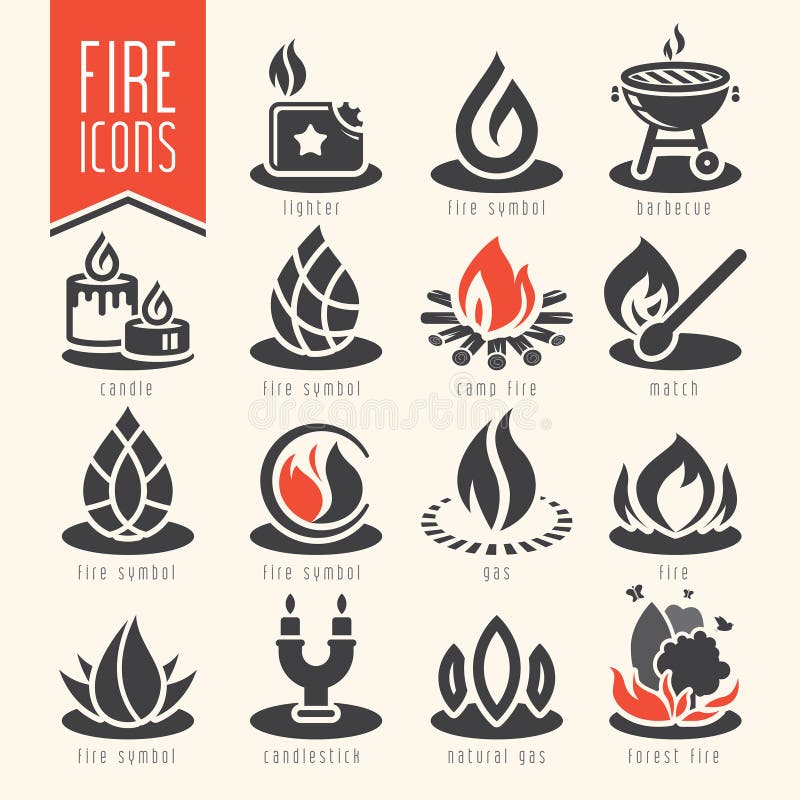 Fire icon set stock vector. Illustration of lighters - 67588638