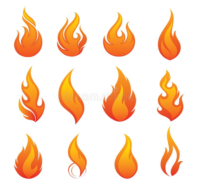 Set of Hot Fire Design Elements Stock Vector - Illustration of ...