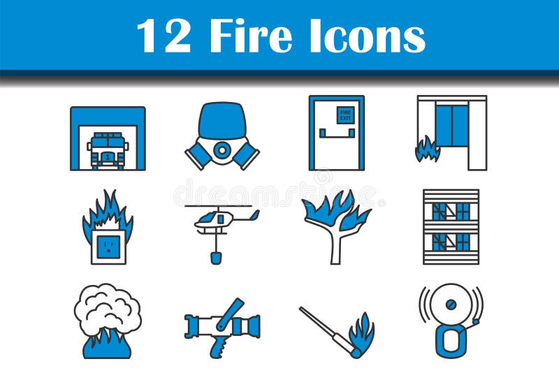 Fire Icon Set stock vector. Illustration of firefighting - 254986354