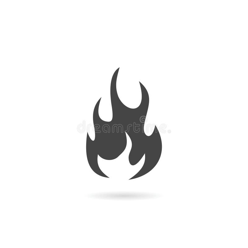 Fire Icon with shadow stock vector. Illustration of design - 190304725