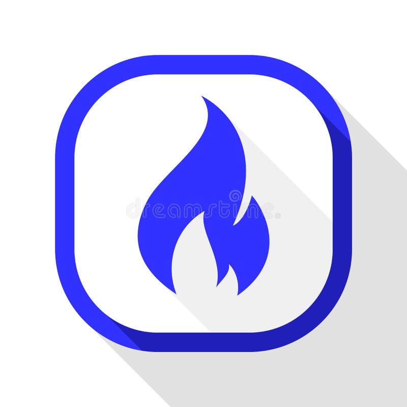 Fire icon, square button stock vector. Illustration of campfire - 113055854