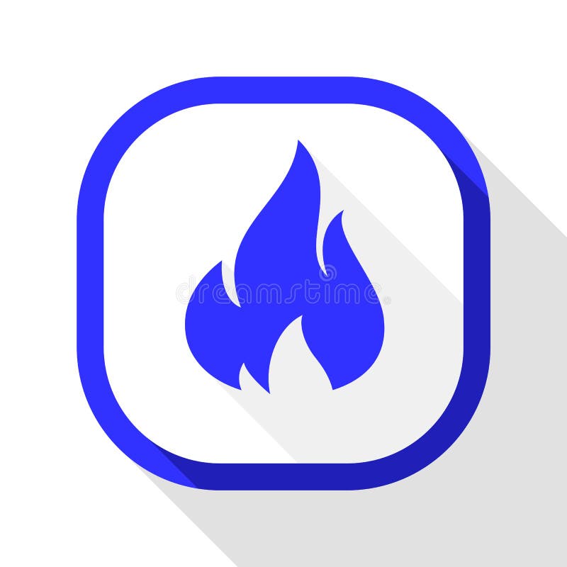 Fire icon, square button stock vector. Illustration of energy - 113055875