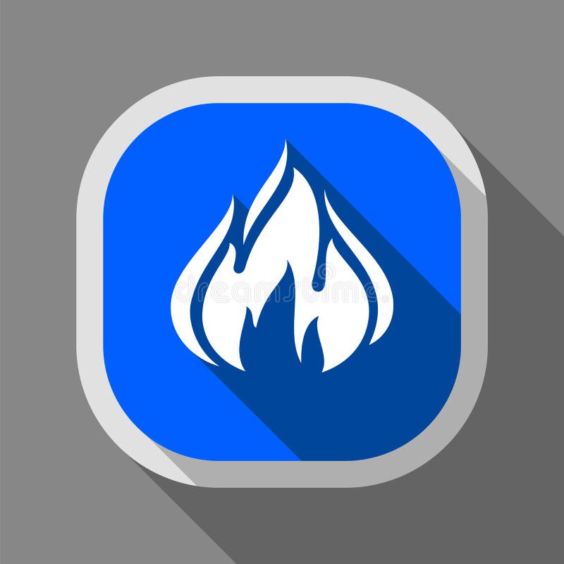 Fire icon, square button stock vector. Illustration of burn - 112852776