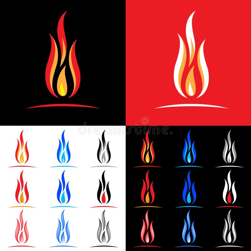 Red Orange and Yellow Fire Logo Vector Set Design Stock Vector ...