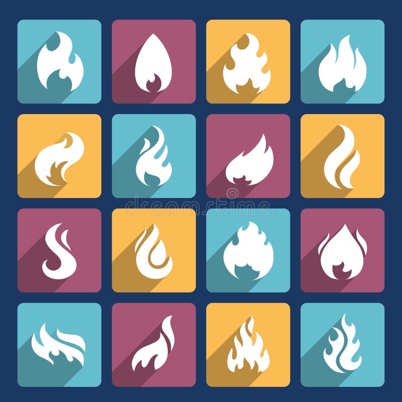 Fire Icons Set stock vector. Illustration of fireball - 215039187