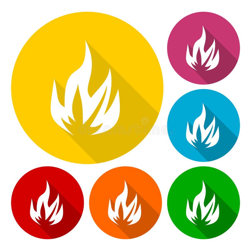 Fire Icons Set with Long Shadow Stock Illustration - Illustration of ...
