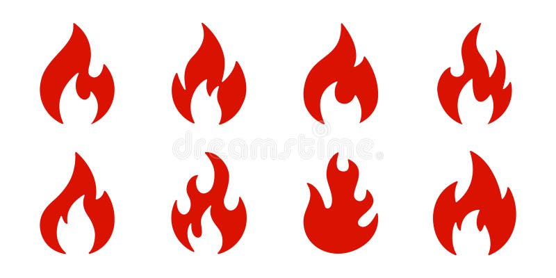 Fire Icons Set. Fire Symbol Set. Vector Illustration. Stock Vector ...