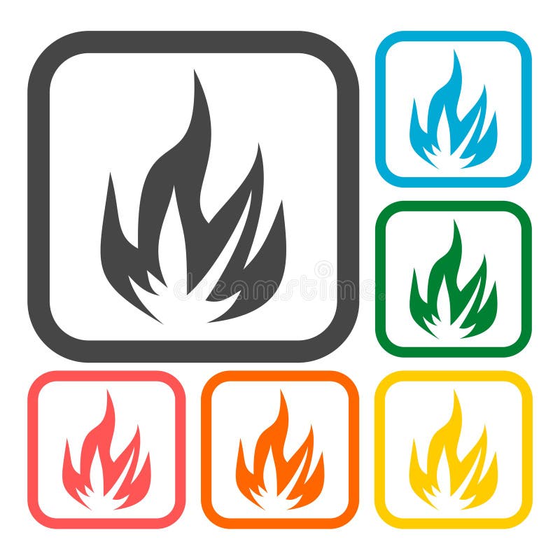 Fire icons set stock vector. Illustration of bright, fire - 84899641