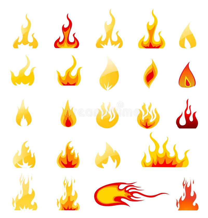 Fire Icons Vector Set stock illustration. Illustration of flare - 56010010