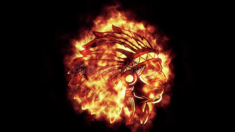 Fire Indian Warrior Face Logo Looping Animation Graphic Element Stock ...
