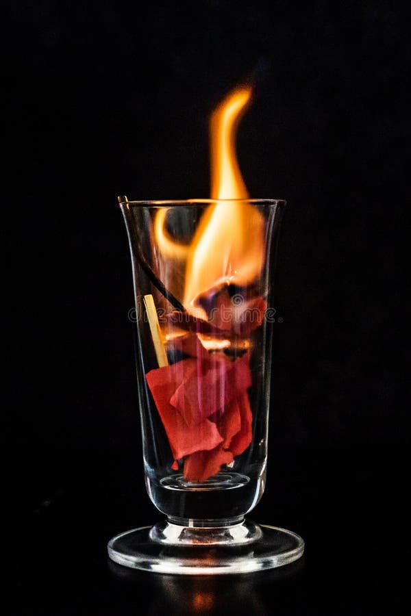 Fire Inside Crystal Glass Over Black Background Stock Photo - Image of ...