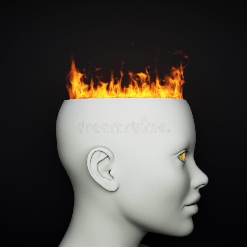 Fire inside head side view stock illustration. Illustration of ...