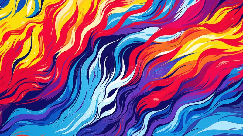 Fire Inspired Blue and Orange Wallpaper, Draw Style Stock Illustration ...