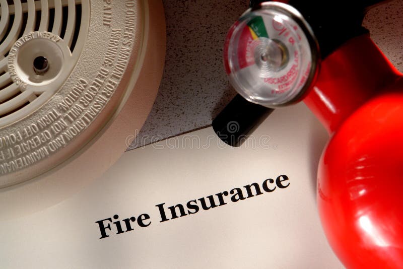 Fire Insurance Document and Safety Extinguisher Stock Photo - Image of ...
