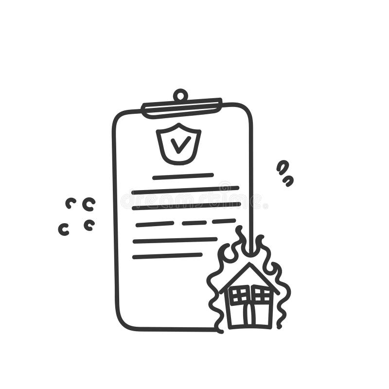 Fire Insurance Documents Illustration in Doodle Cartoon Style Stock ...