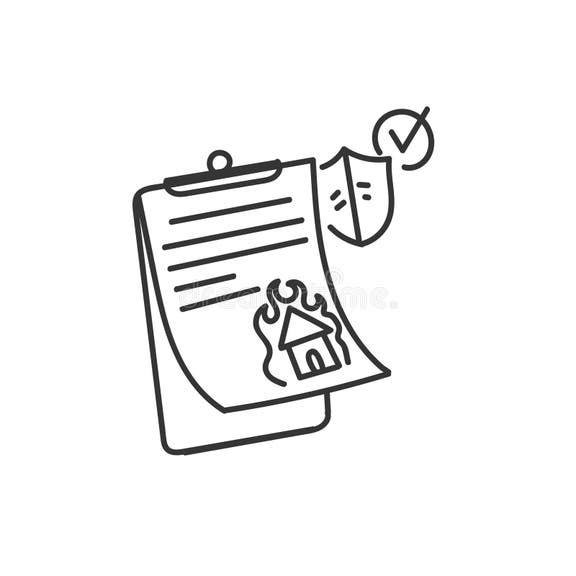 Fire Insurance Documents Illustration in Doodle Cartoon Style Stock ...