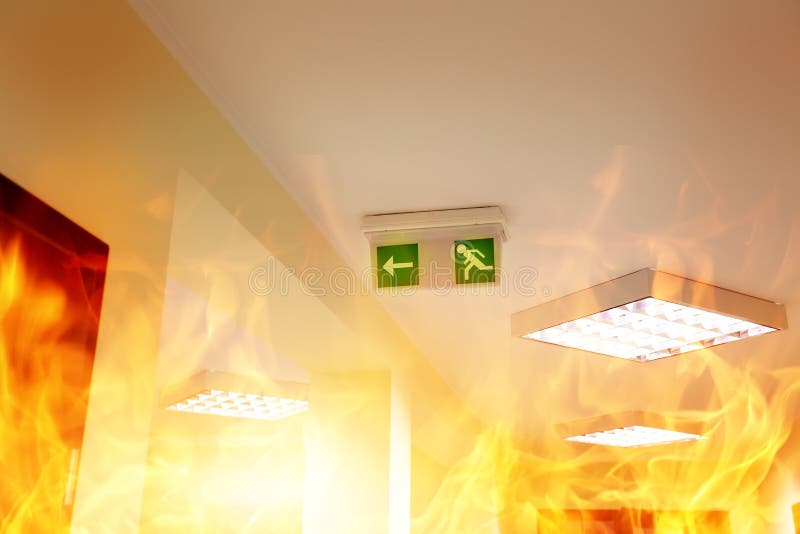 Fire in the Interior Building Stock Photo - Image of office, stairs ...