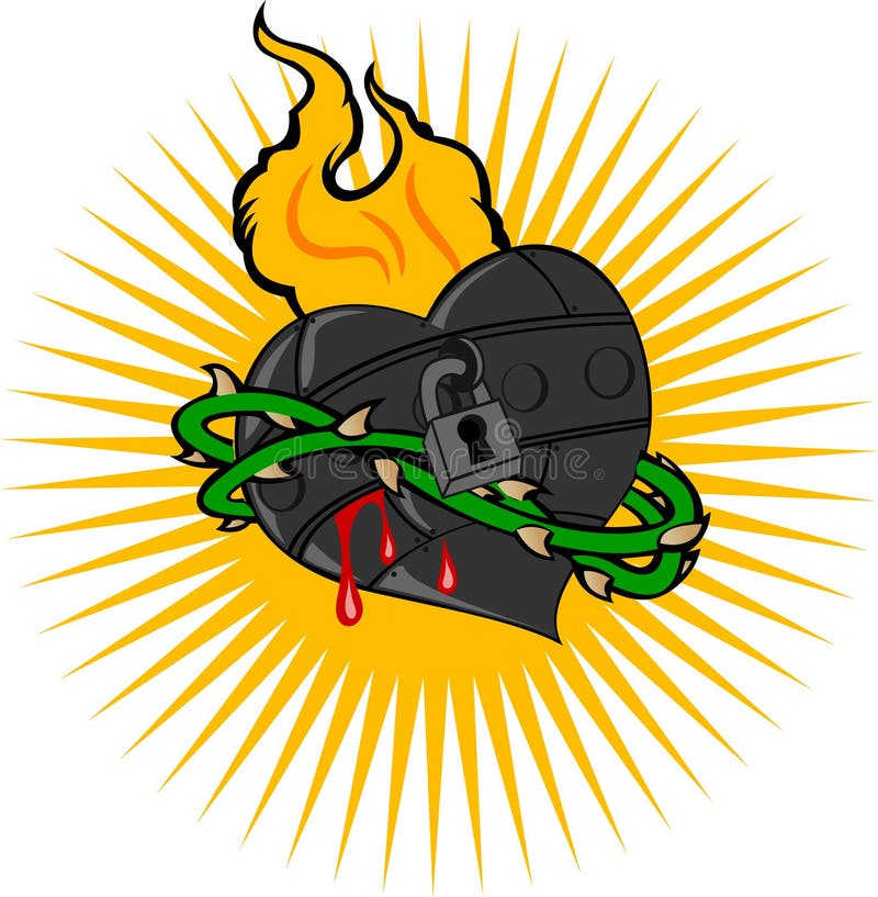Fire Iron Heart stock vector. Illustration of drawing - 10577441