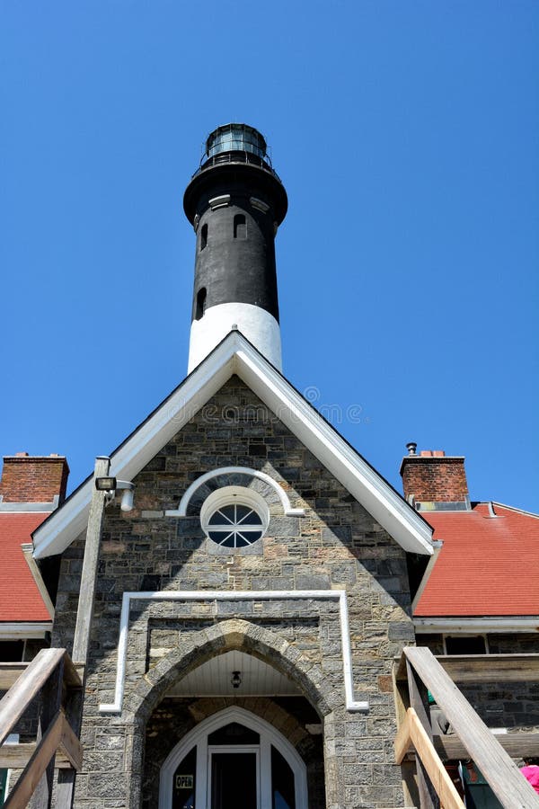 FIRE ISLAND, NY - MAY 23, 2015: Fire Island Lighthouse Closeup. the ...