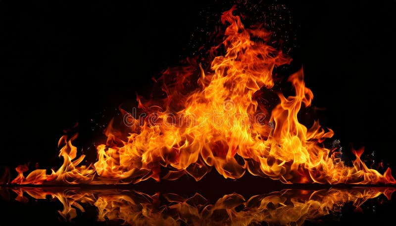 Fire Isolated Over Black Background Stock Photo - Image of sunlight ...