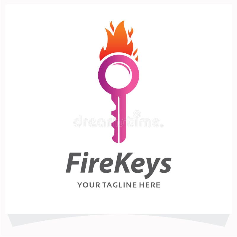 Fire Keys Logo Design Template Stock Vector - Illustration of bonfire ...