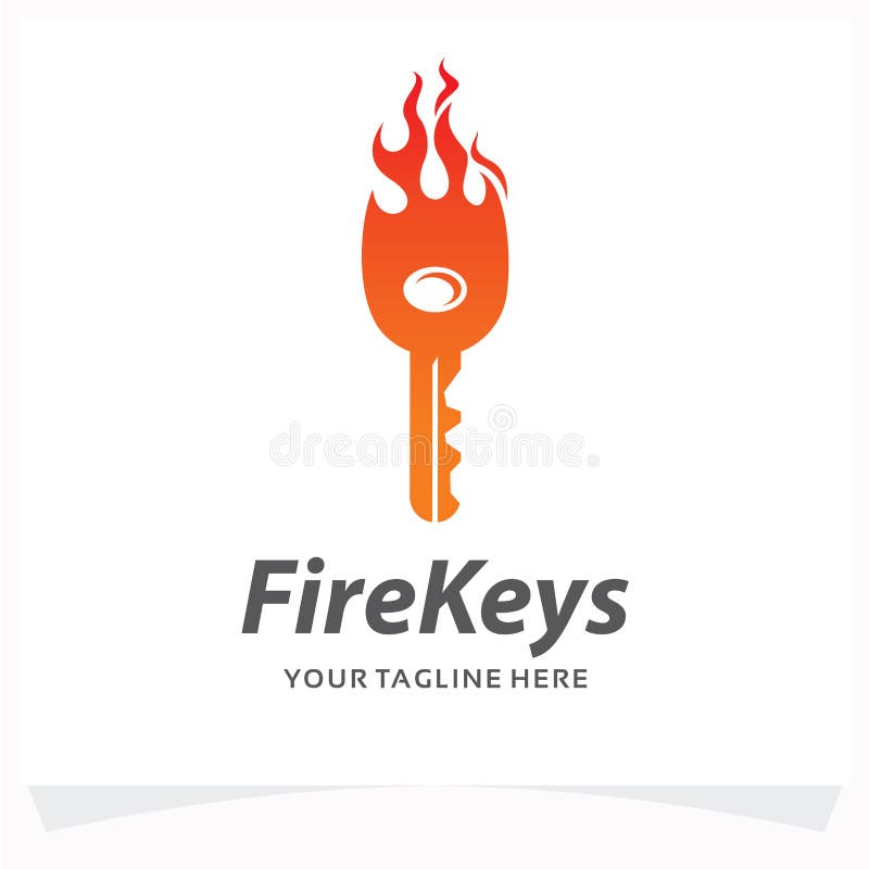 Fire Keys Logo Design Template Stock Vector - Illustration of bonfire ...