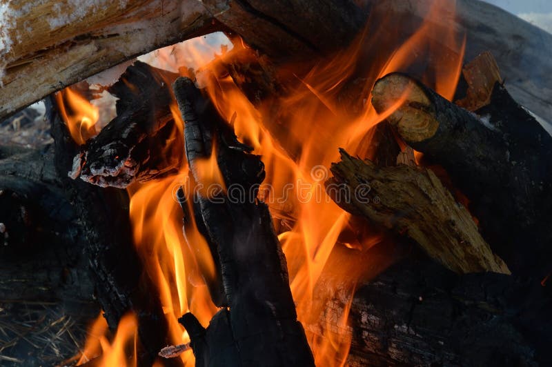 A Fire Kindled on the Snow. Stock Photo - Image of kindled, winter ...