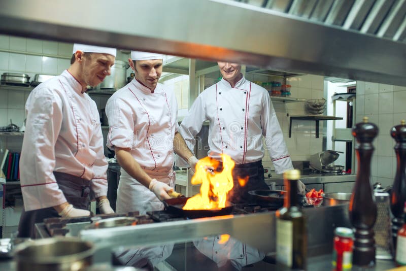 Fire in the Kitchen. Fire Gas Burn is Cooking on Iron Pan,stir Fire ...