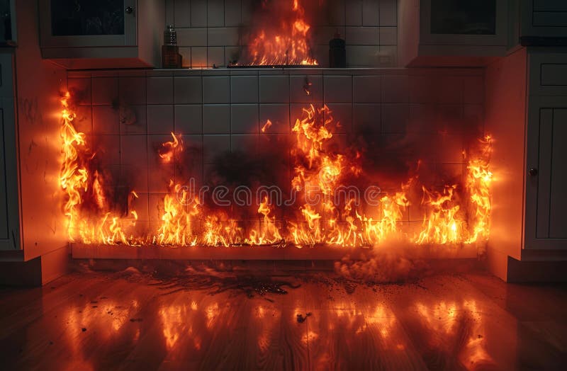 Fire in the Kitchen. Photo of an Electrical Fire Starting from the ...