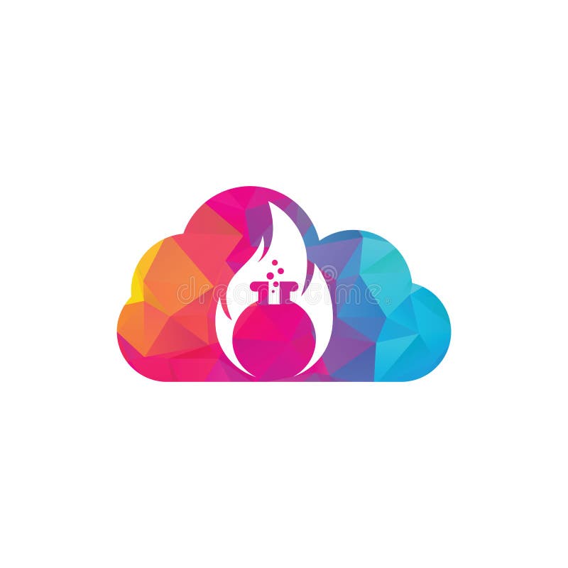 Fire Lab Cloud Shape Concept Logo Design Template Stock Vector ...