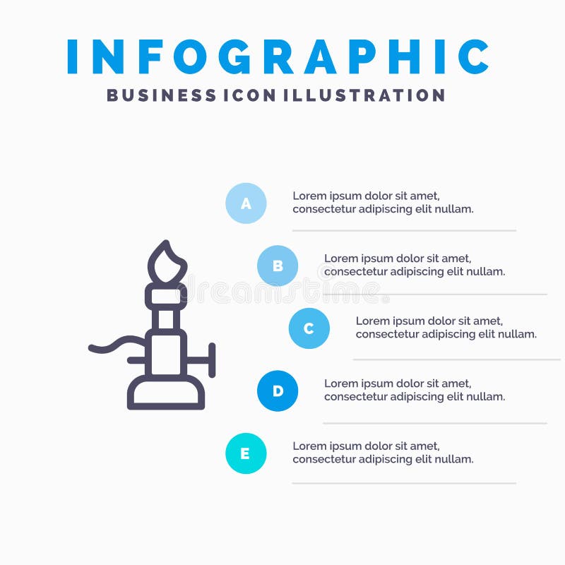 Fire, Lab, Light, Science, Torch Line Icon with 5 Steps Presentation ...