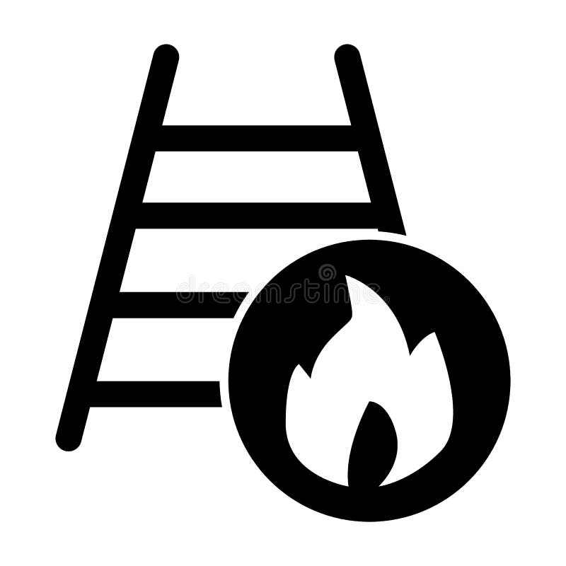 Fire Ladder Line and Glyph Icon. Fire Escape Vector Illustration ...